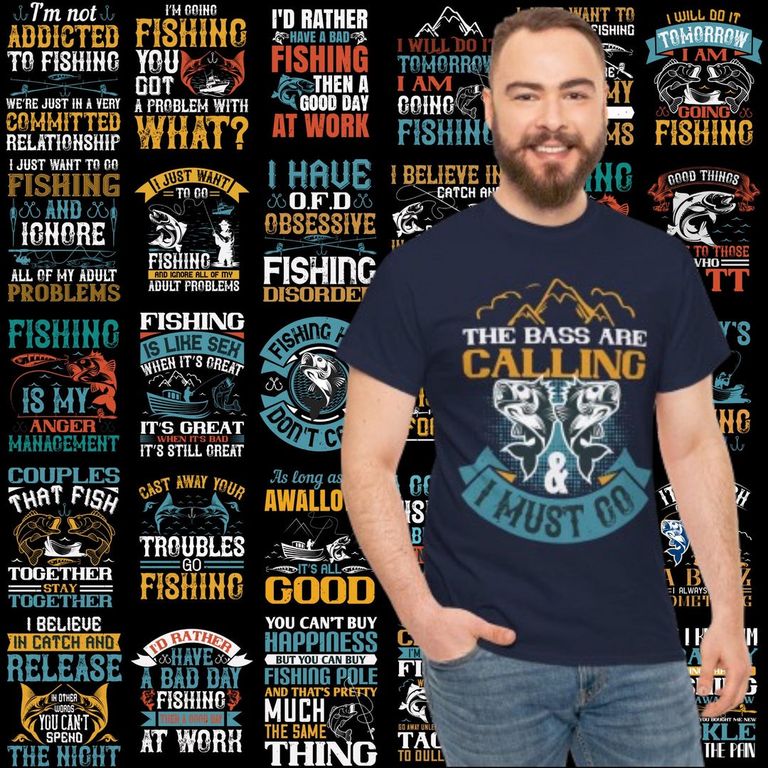 Fishing 50 Design Bundle AI, PNG, SVG, Jpg,eps,dxf Files Digital Download T-shirt Print Design ...