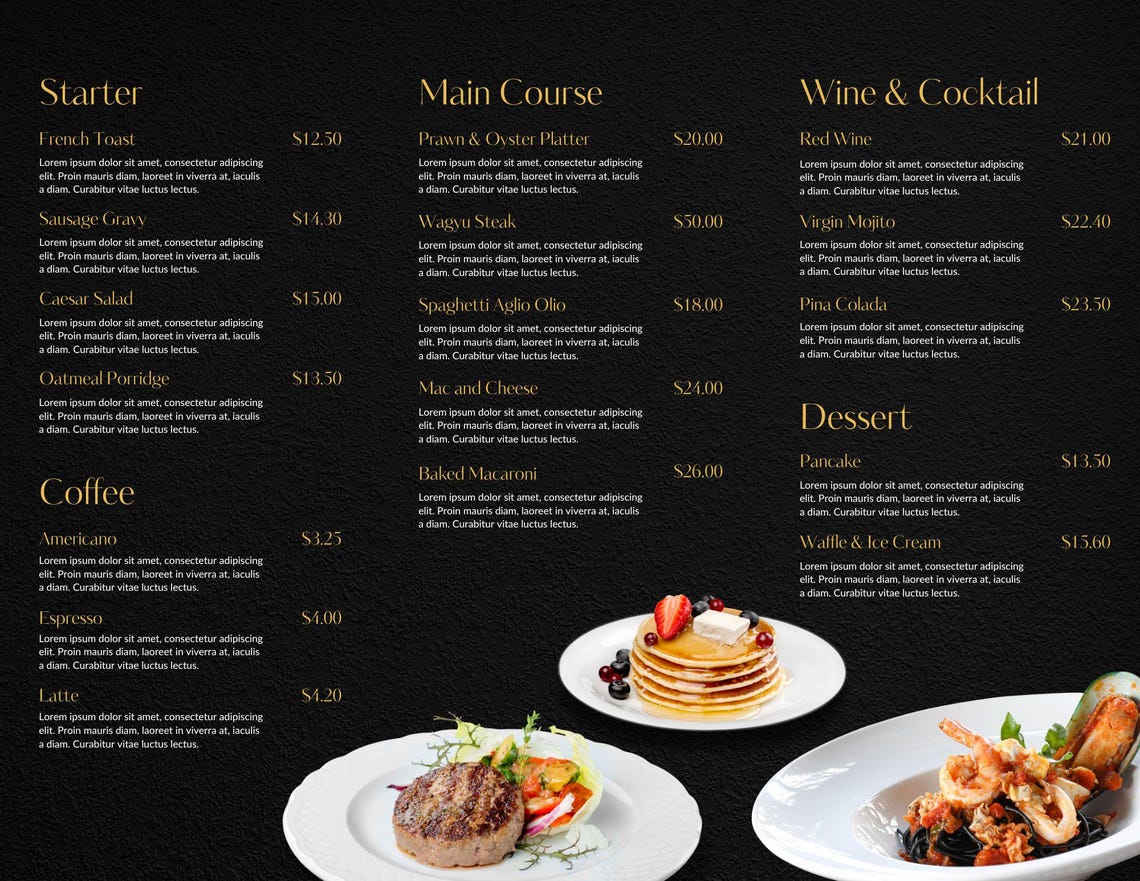 5000 Easily Editable Restaurant Menu Templates Instant Download - Etsy