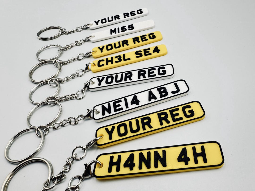 New Custom 4D Number Plate Keyring, Personalised Name Keyring ...