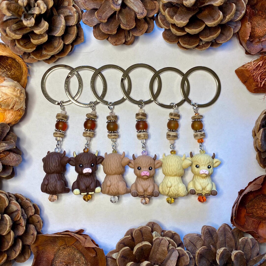 Highland Cow Baby 3D Keyring: Scottish, Scotland, Silicone Charm, Beads ...