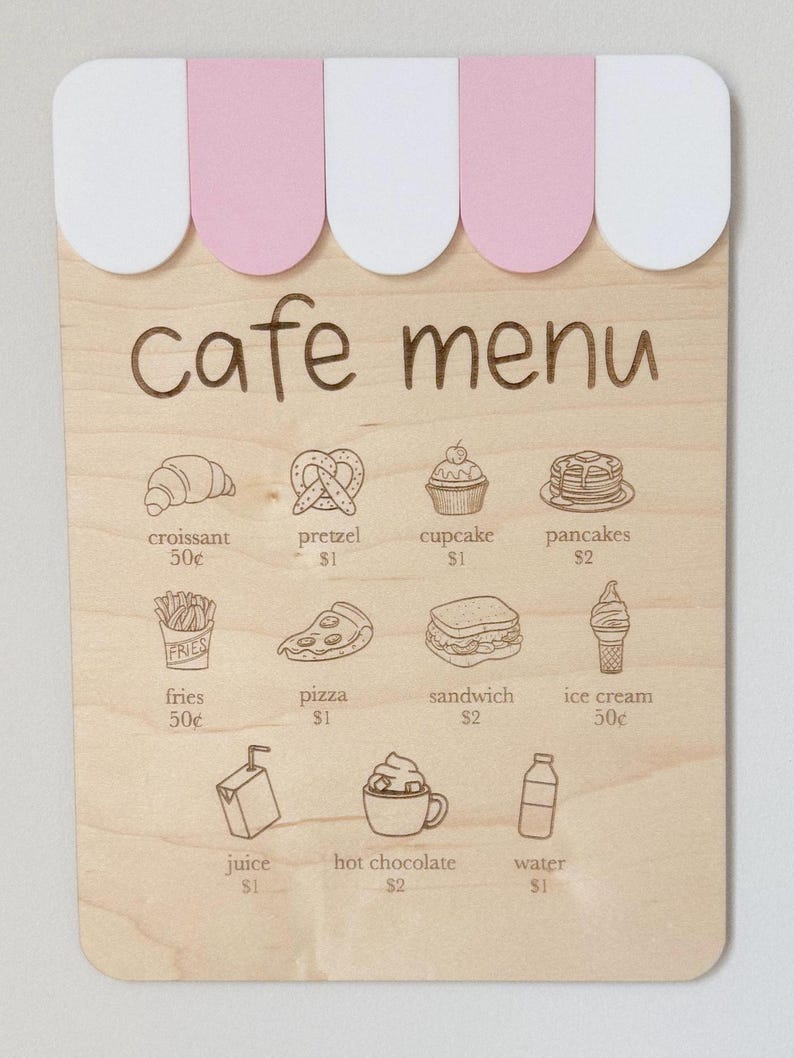 Cafe Menu Sign /playroom/imaginative Play/play Cafe - Etsy