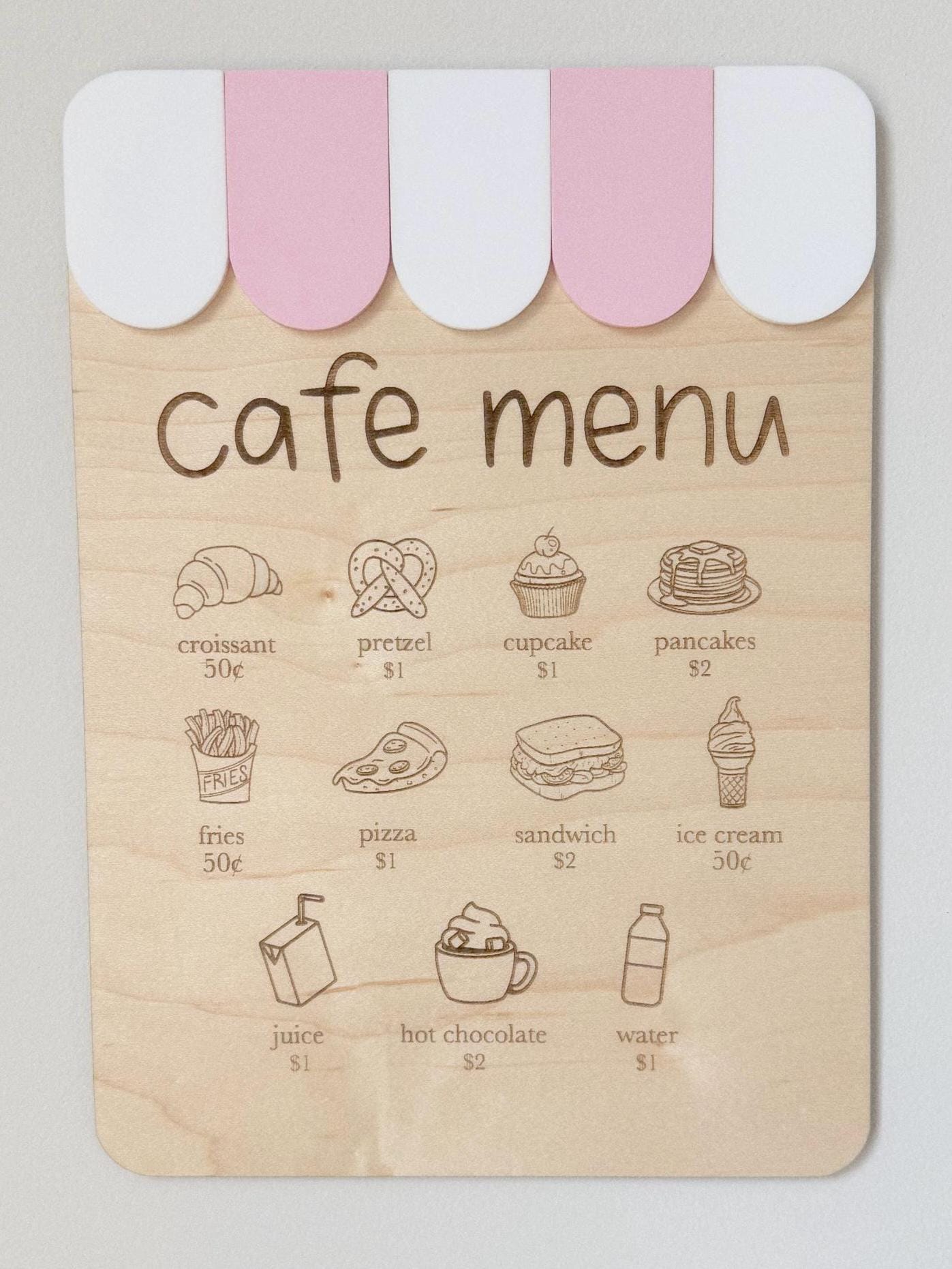 Cafe Menu Sign /playroom/imaginative Play/play Cafe - Etsy