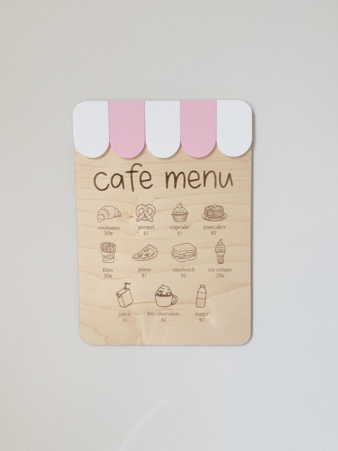 Cafe Menu Sign /playroom/imaginative Play/play Cafe - Etsy