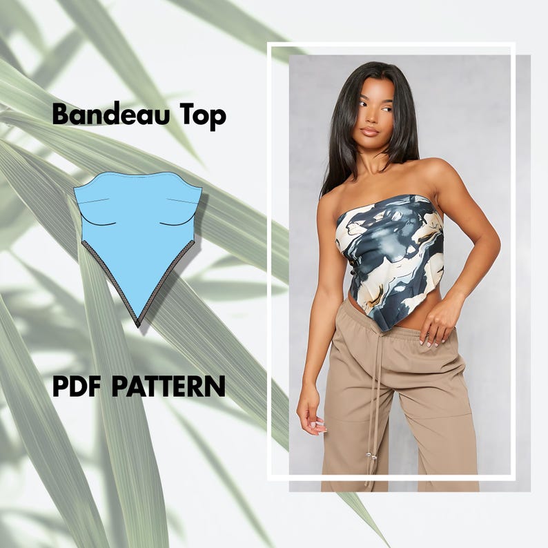 Bandeau Top Pdf Sewing Pattern, Strapless Bandana Top, Back Tie Bandana ...