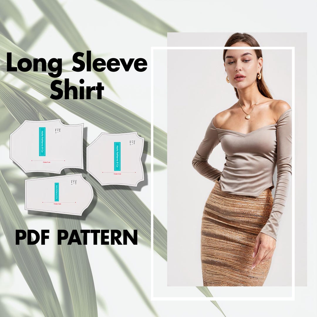 Long Sleeve Shirt Pdf Sewing Pattern, Women’s Fitted Long Sleeve Top ...