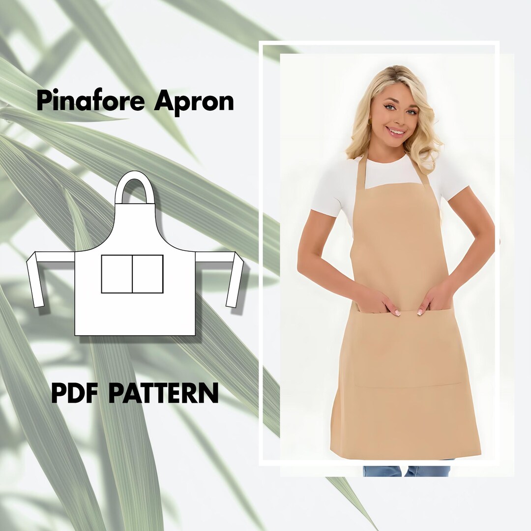 Pinafore Apron Pdf Sewing Pattern, Classic Kitchen Apron Pattern, Apron ...