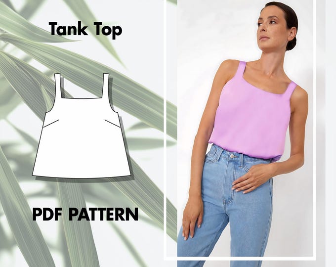Megan High Neck Tank Top Pattern, Medium Set: Sizes US4-US8, Linen ...