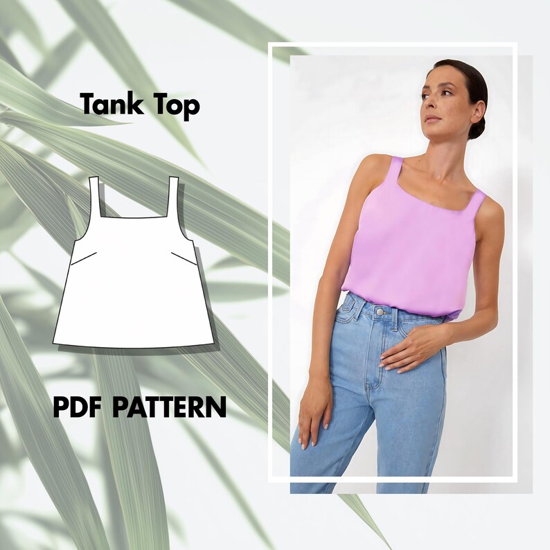 Tank Top Pdf Sewing Pattern, Square Neck Top Pattern, Summer Blouse ...