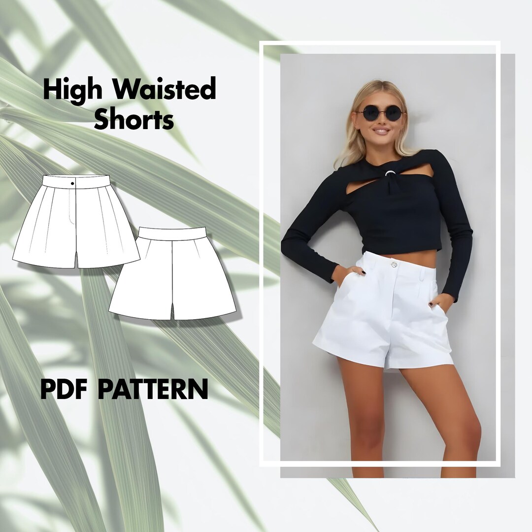 High Waisted Shorts Pdf Sewing Pattern, Wide Leg Shorts, Flare Shorts ...