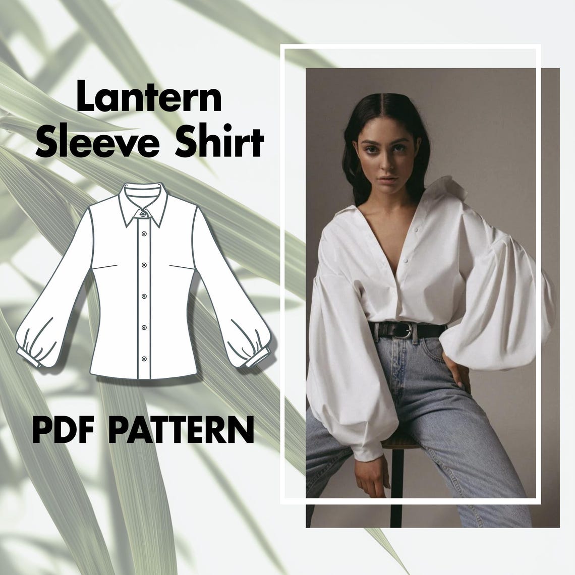 Poet Lantern Sleeve Shirt Sewing Pattern, Renaissance Puff Sleeve Shirt ...