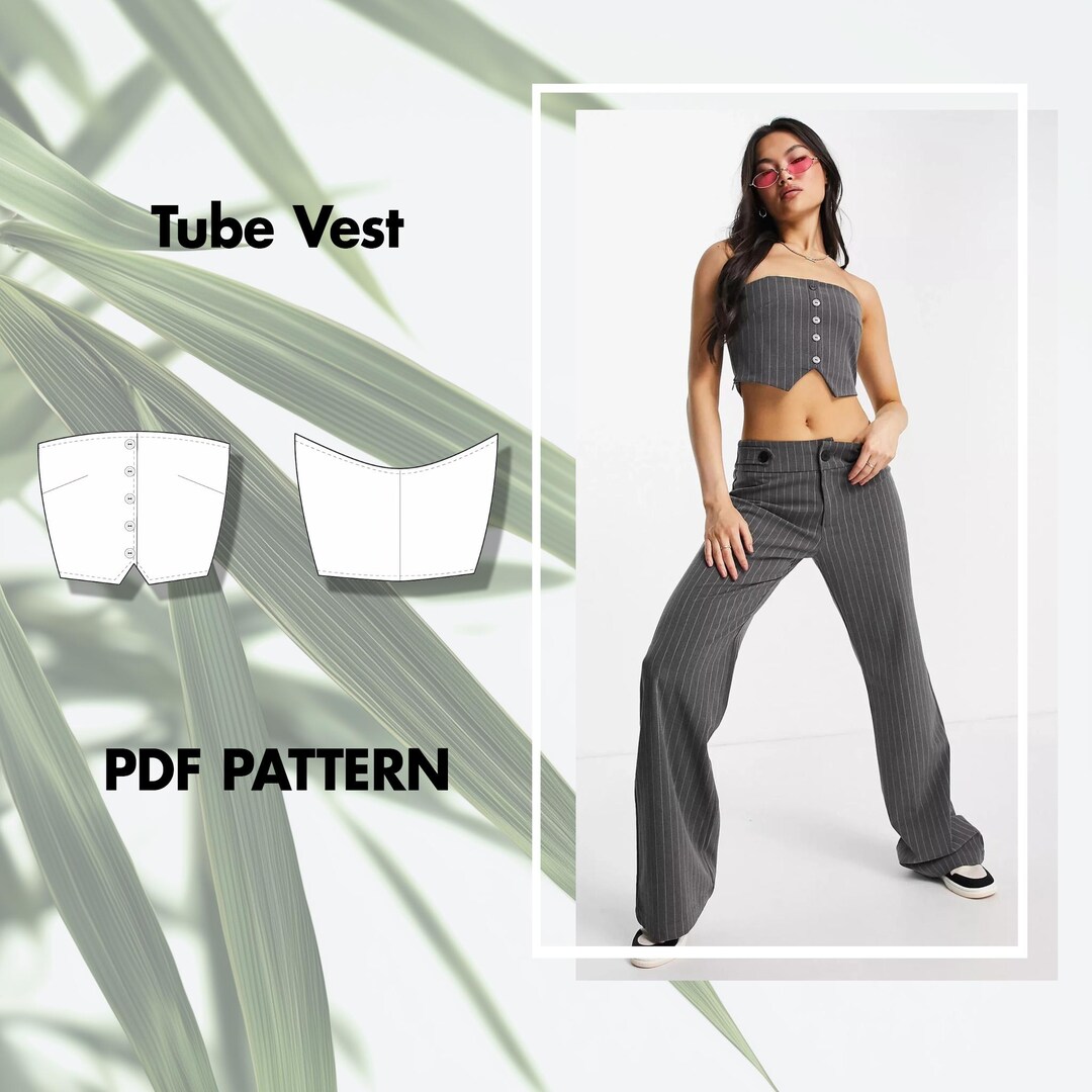 Tube Vest Pdf Sewing Pattern, Strapless Bustier, Short Waistcoat ...