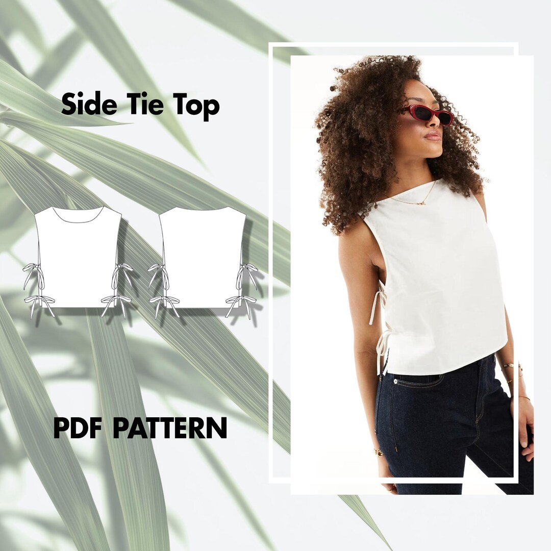 Easy Side Tie Top Sewing Pattern, Side Tie Crop Top Sewing Pattern ...