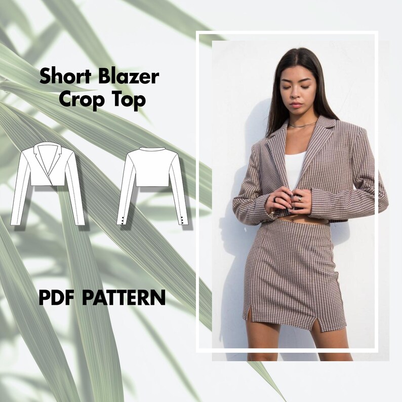 Short Blazer Crop Top Pdf Sewing Pattern, Cropped Blazer Pattern, Short ...