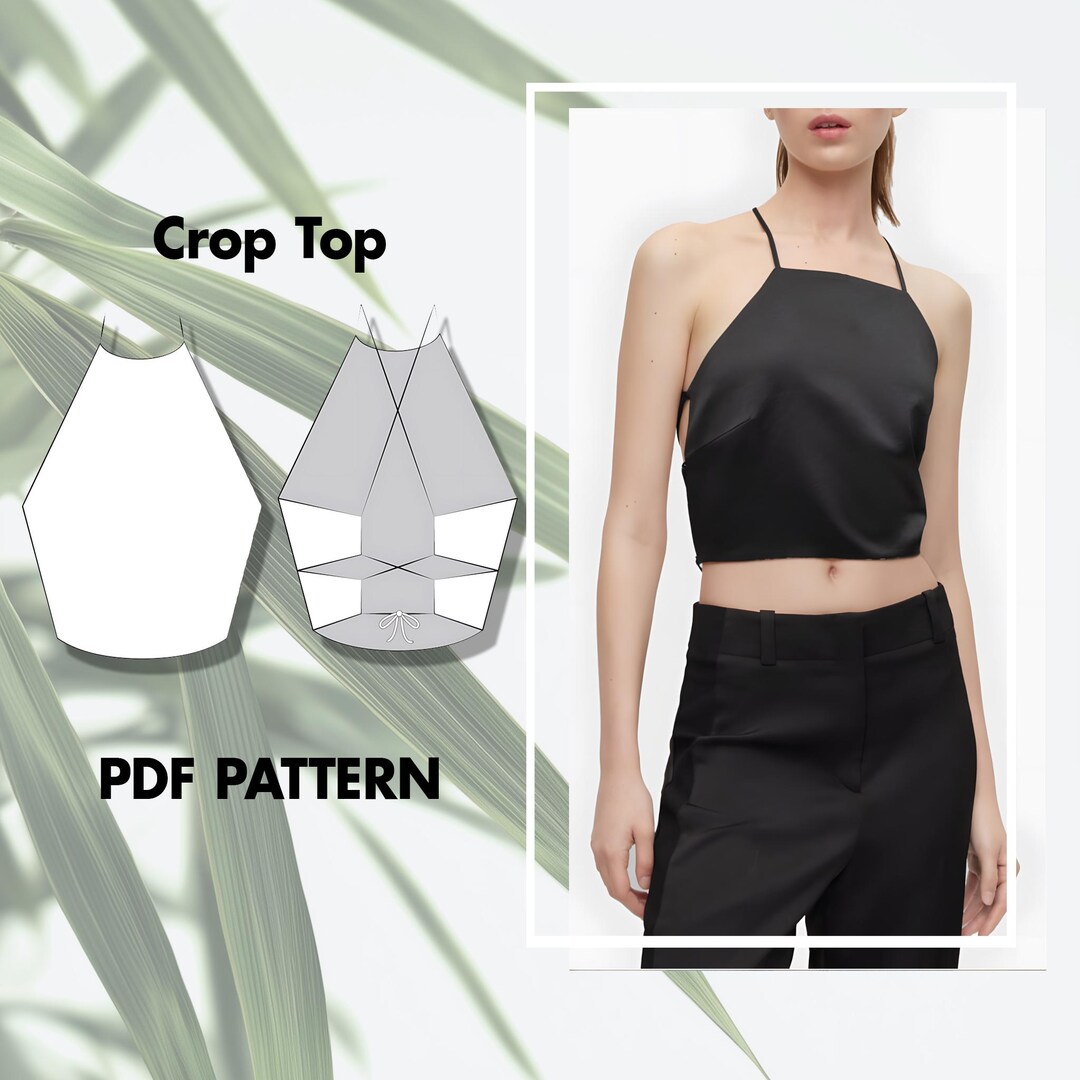 Crop Top Pdf Sewing Pattern, Halter Neck Crop Top Sewing Pattern, Crop ...