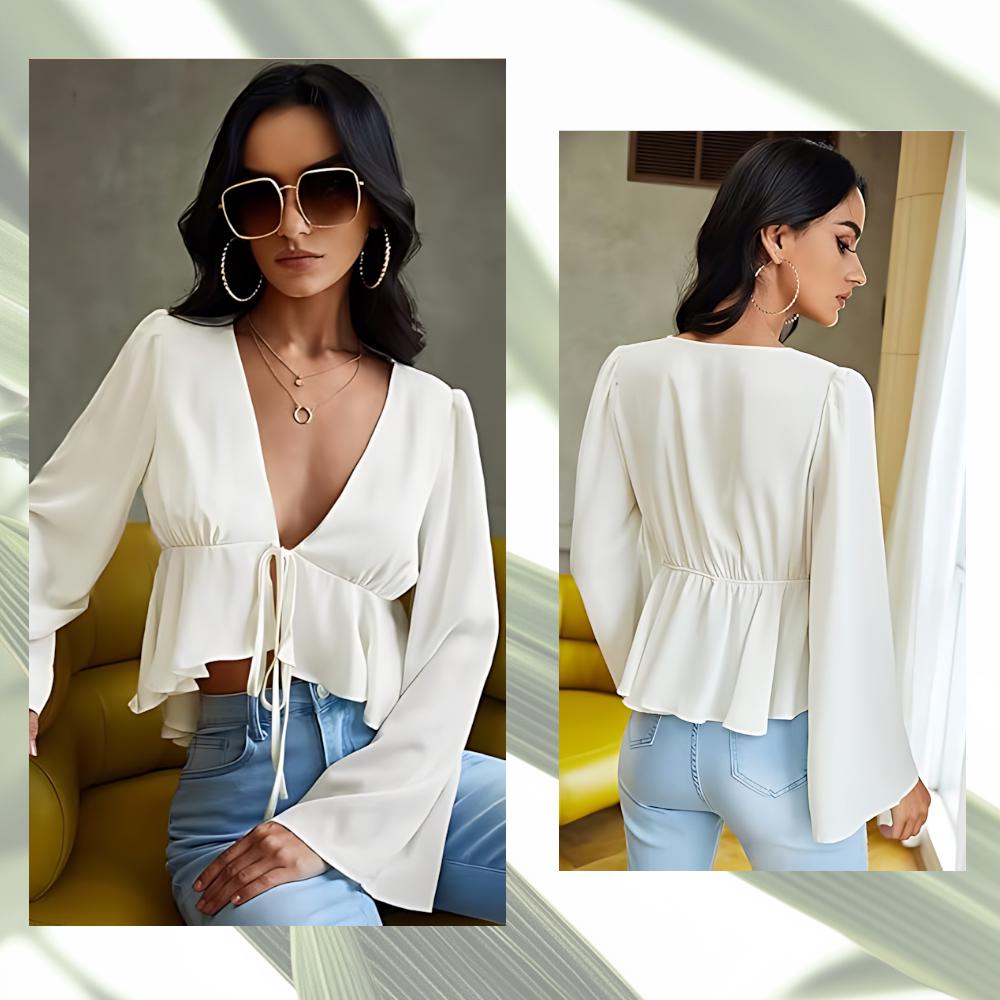 Boho Blouse Pdf Sewing Pattern, Long Sleeve Blouse, Flare Sleeve Top ...