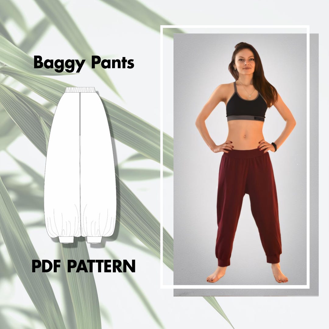 Baggy Pants Pdf Sewing Pattern, Harem Pants Pattern, Yoga Pants, Comfy ...