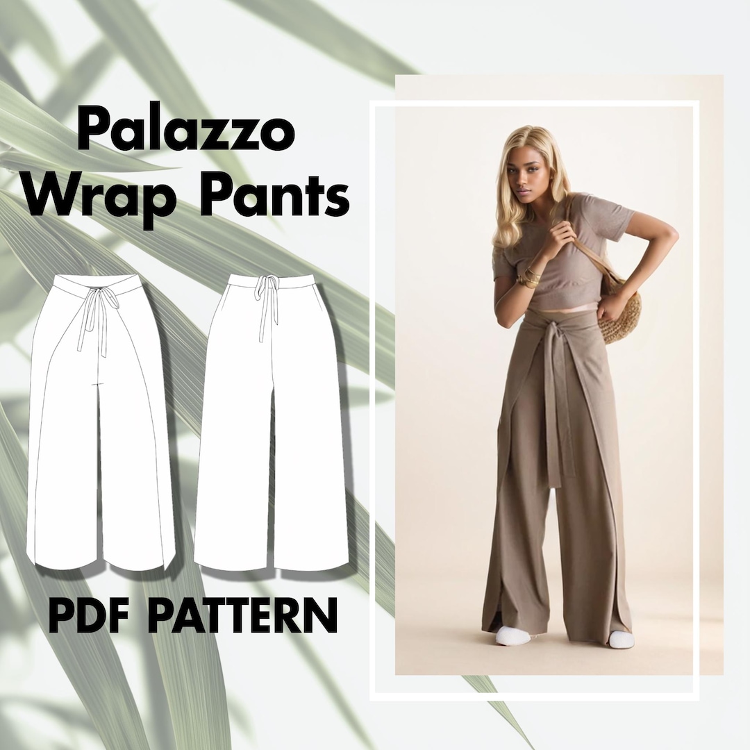 Palazzo Wrap Pants Sewing Pattern, Wrap Design Sewing Pattern, Beginner ...