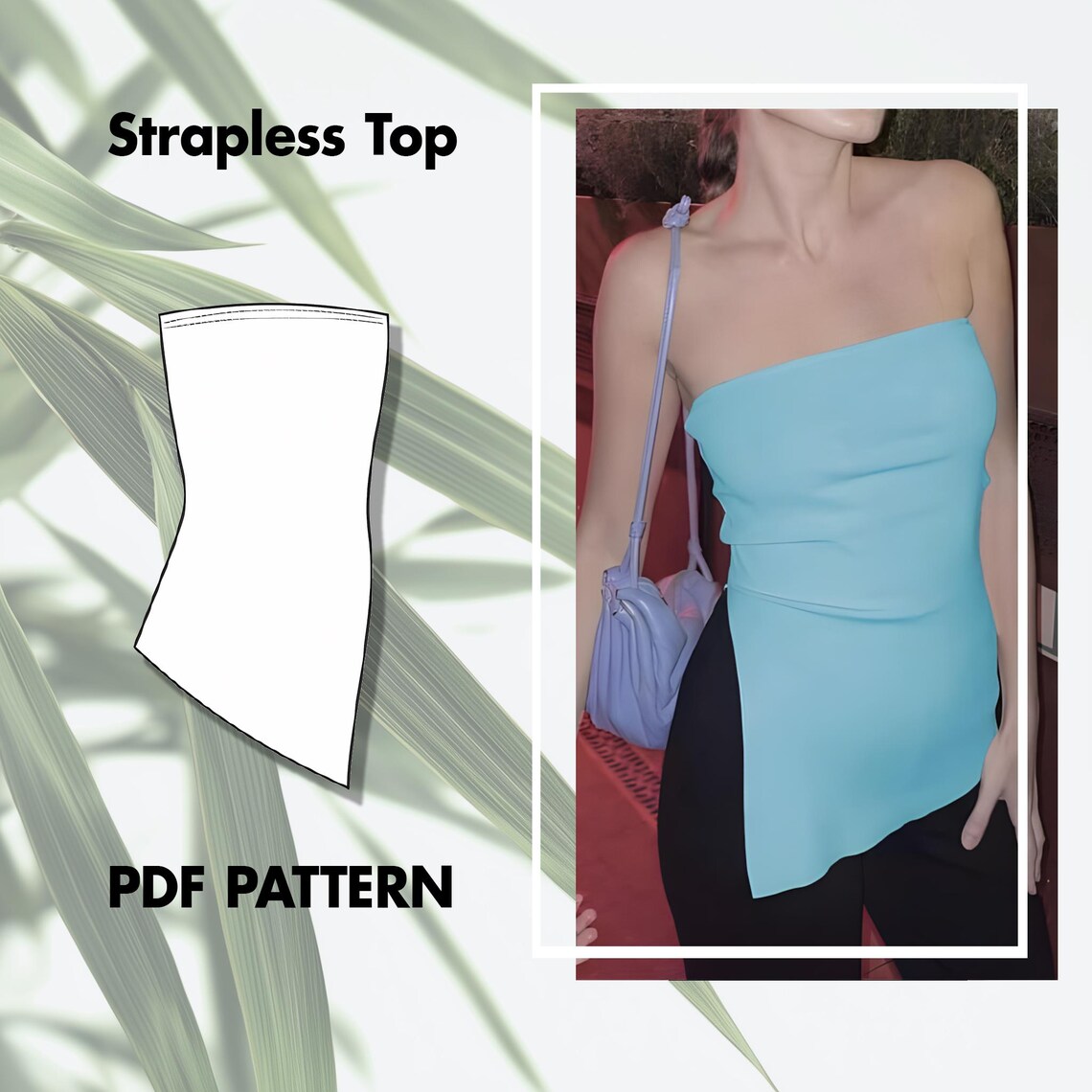 Strapless Bandeau Top Pdf Sewing Pattern, Strapless Top Pattern ...