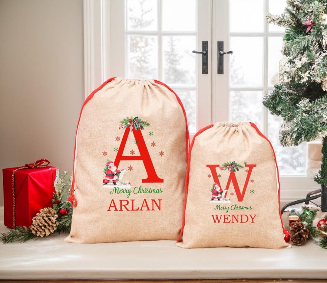 Personalized Canvas Santa Sack | Custom Christmas Gift Bag - Etsy