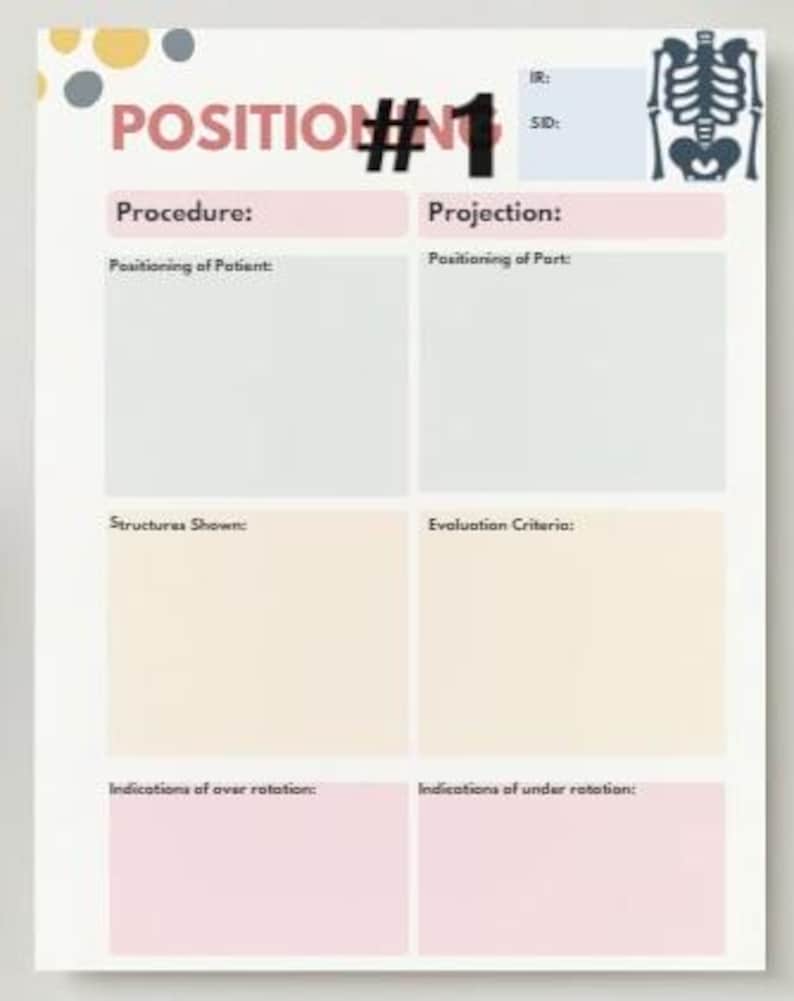 Printable Xray Positioning Study Templates - Etsy