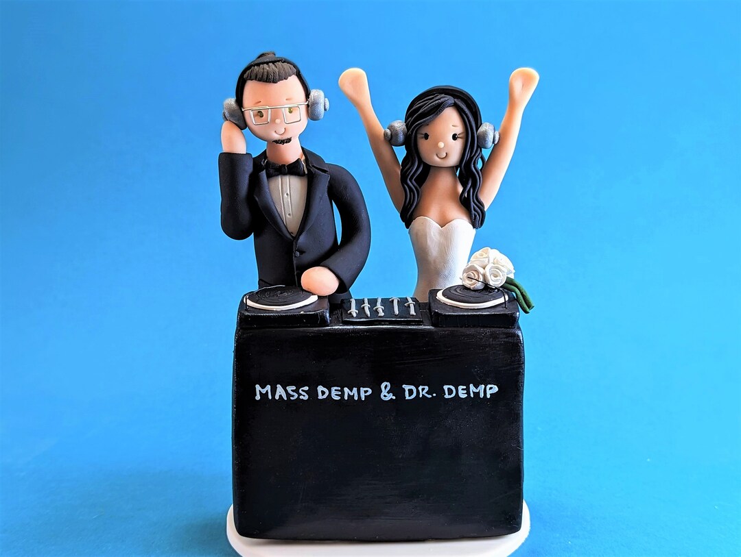 Bride & Groom Personalized DJ Theme Wedding Cake Topper - by MUDCARDS ...