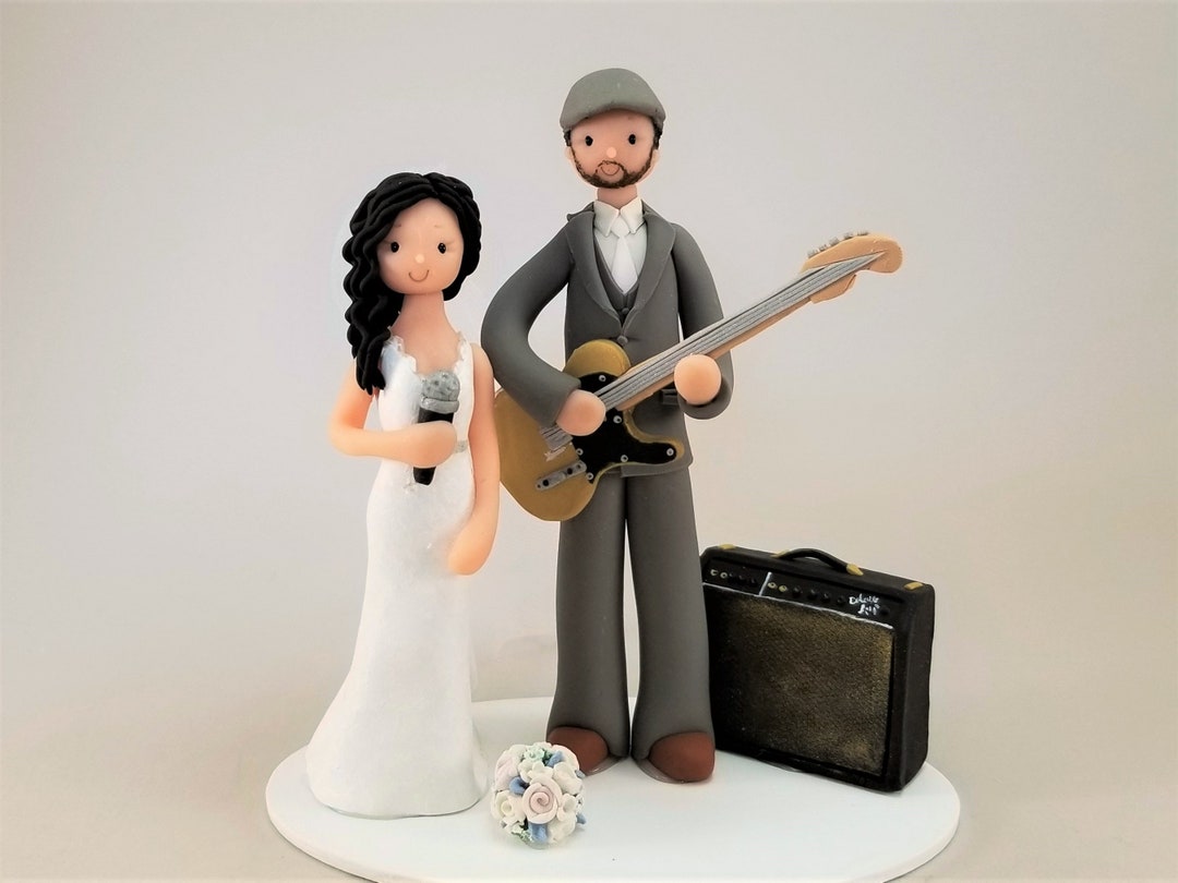 Singer & Guitarist Wedding Cake Topper Personalized by MUDCARDS - Etsy