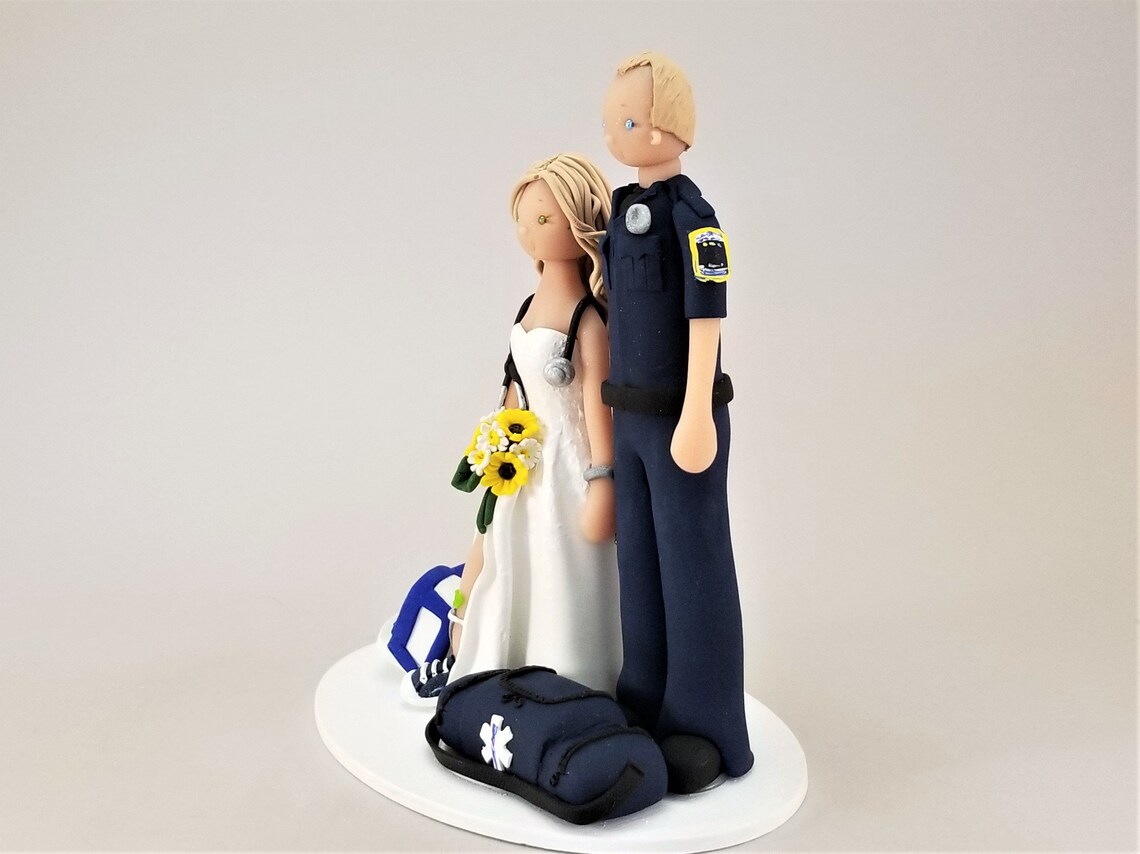 Police Officer & Paramedic Wedding Cake Topper - Personalized by ...