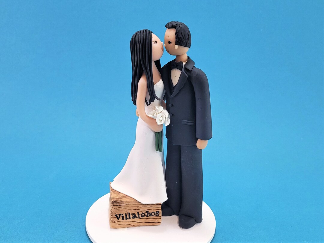 Short Bride & Tall Groom Custom Handmade Kissing Wedding Cake Topper by ...