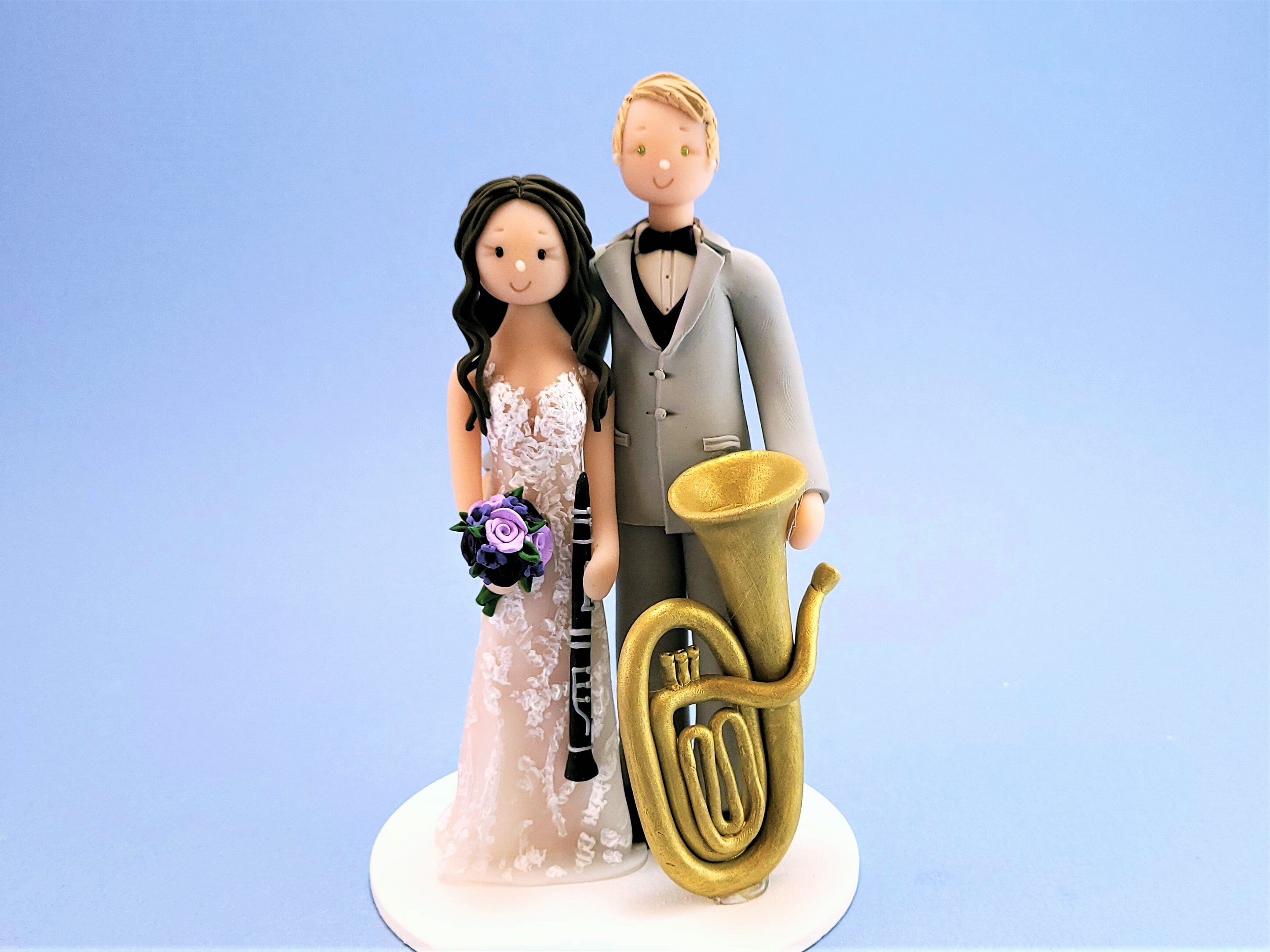 Bride & Groom With Tuba and Clarinet Personalized Wedding Cake | Etsy
