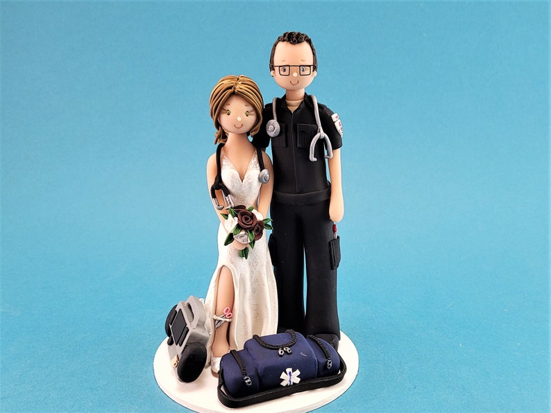 Bride & Groom Custom Made Paramedics Wedding Cake Topper by - Etsy