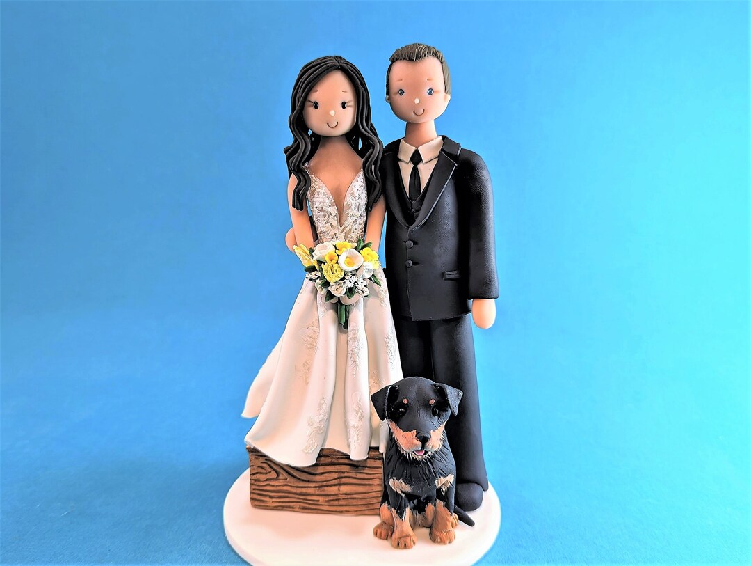 Short Bride & Tall Groom With a Dog Custom Made Wedding Cake Topper ...