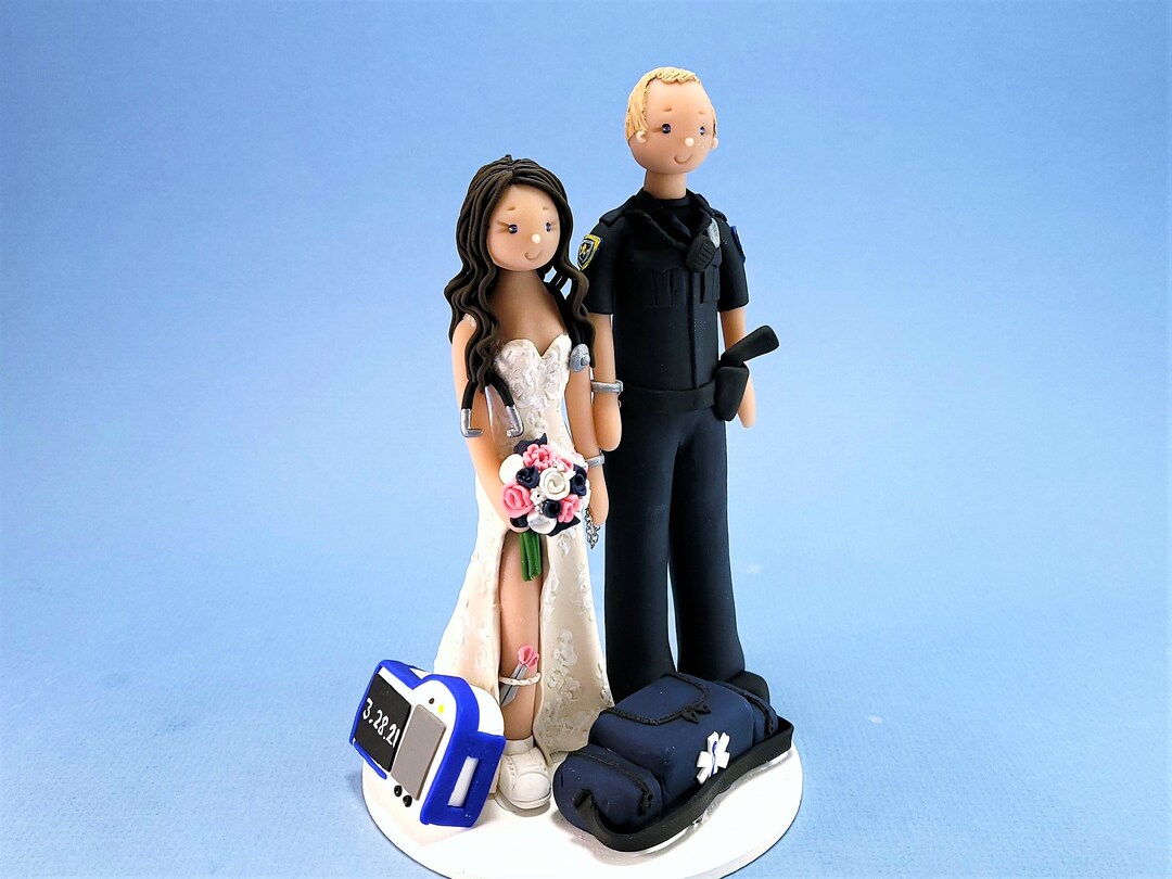 Police Officer & Paramedic Customized Wedding Cake Topper by MUDCARDS ...