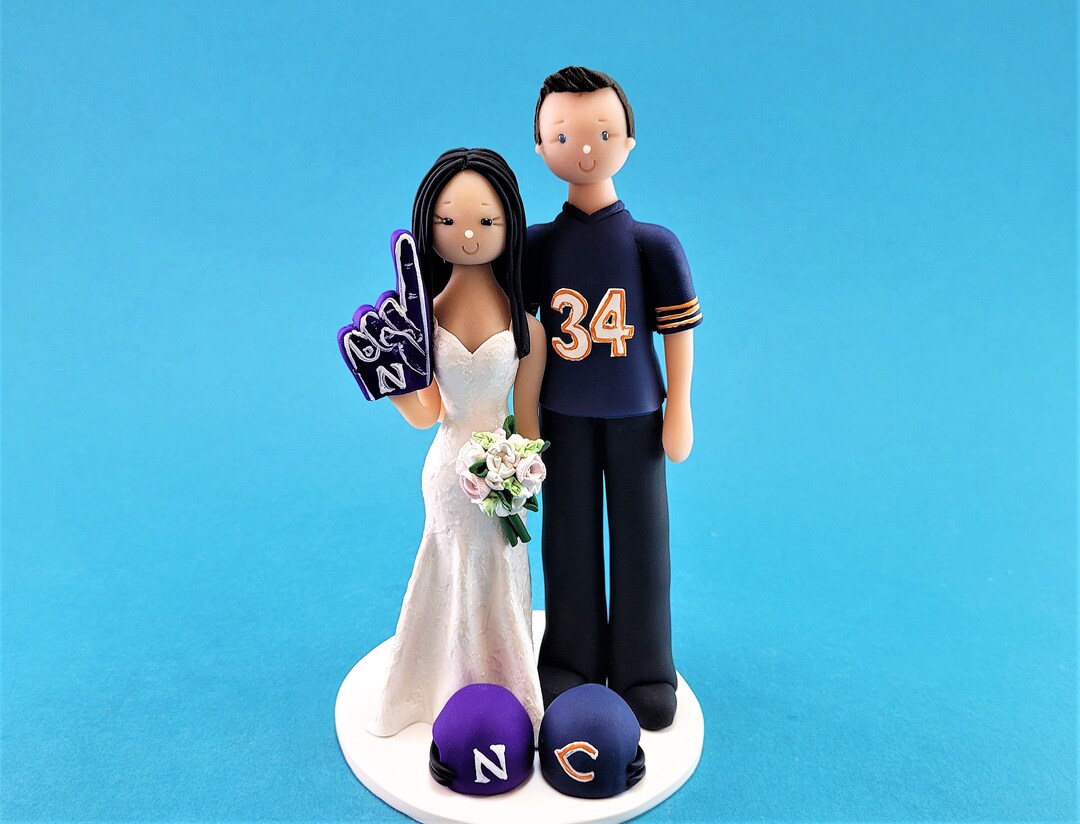 Bride & Groom Personalized Sports Fans Wedding Cake Topper by MUDCARDS ...