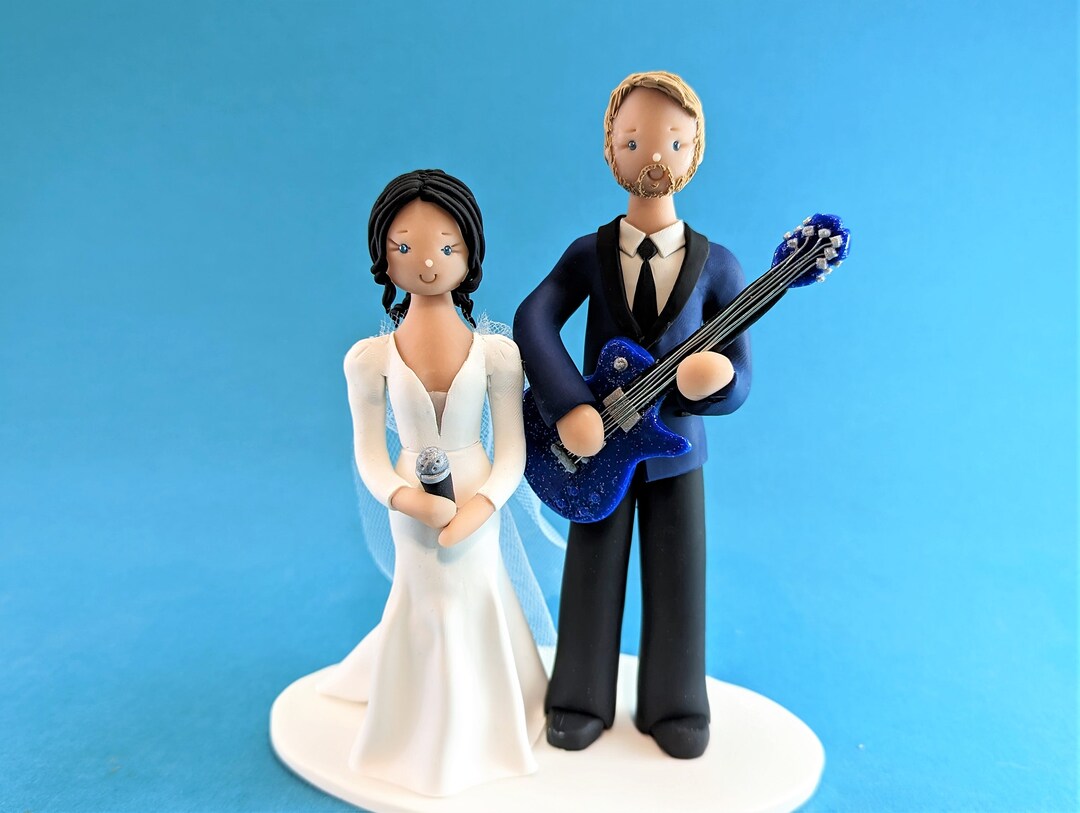 Singer & Guitarist Personalized Wedding Cake Topper by MUDCARDS - Etsy