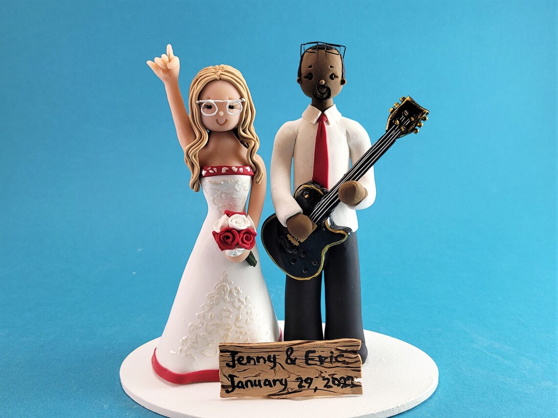 Singer & Guitarist Customized Bride and Groom Wedding Cake - Etsy