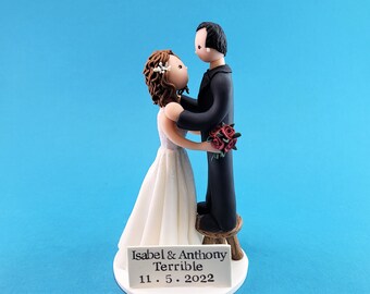 Short Bride & Tall Groom Customized Wedding Cake Topper by MUDCARDS - Etsy
