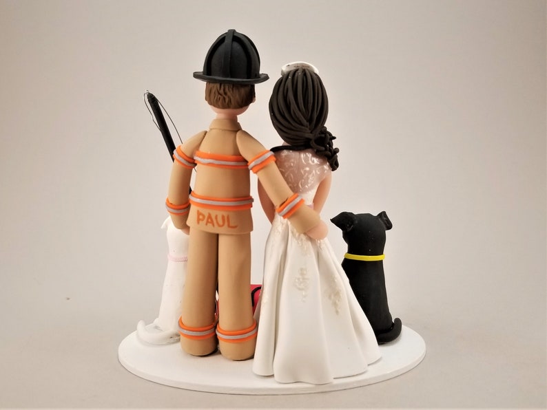 Firefighter & EMT With Dogs Personalized Wedding Cake Topper - Etsy