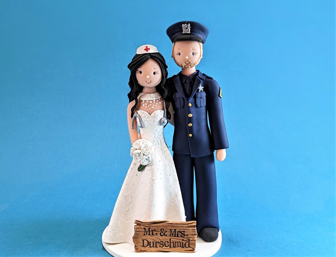Handcuffed Police Officer & Nuse Custom Made Wedding Cake Topper - by ...