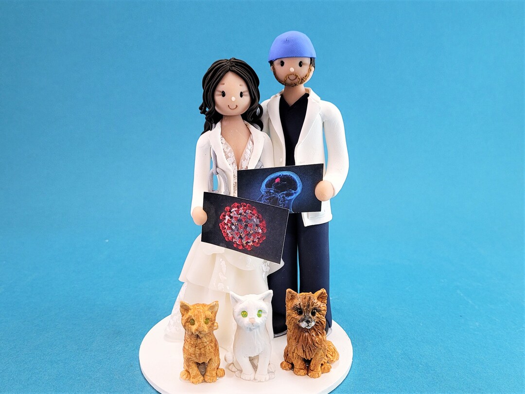 Wedding Cake Toppers Infectious Disease Doctor & Neurosurgeon With Pets ...