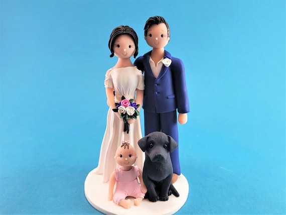 Custom Handmade Family Wedding Cake Topper by MUDCARDS - Etsy