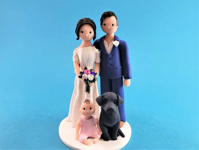 Custom Handmade Family Wedding Cake Topper by MUDCARDS - Etsy