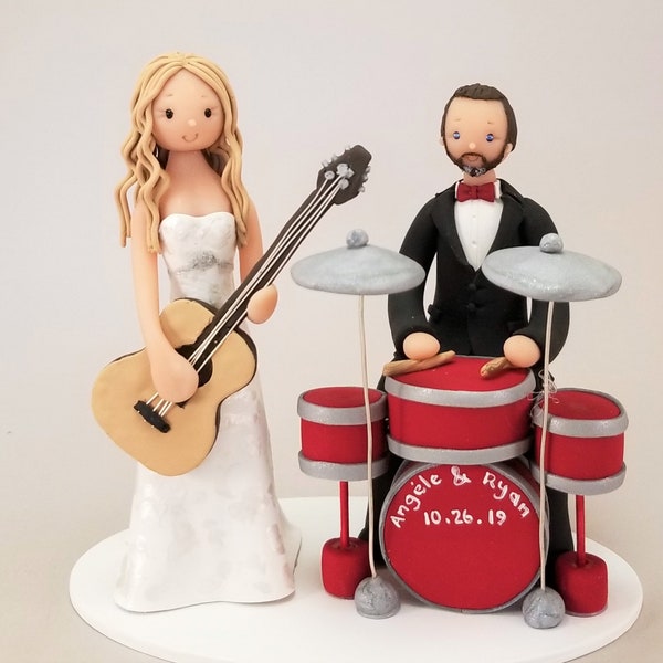 Drummer and Bride Cake Topper - Etsy