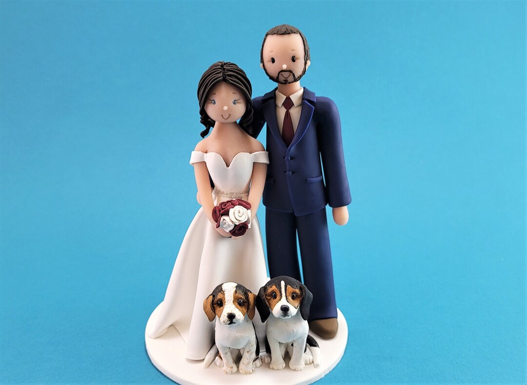 Bride & Groom With Beagles Personalized Wedding Cake Topper - by ...