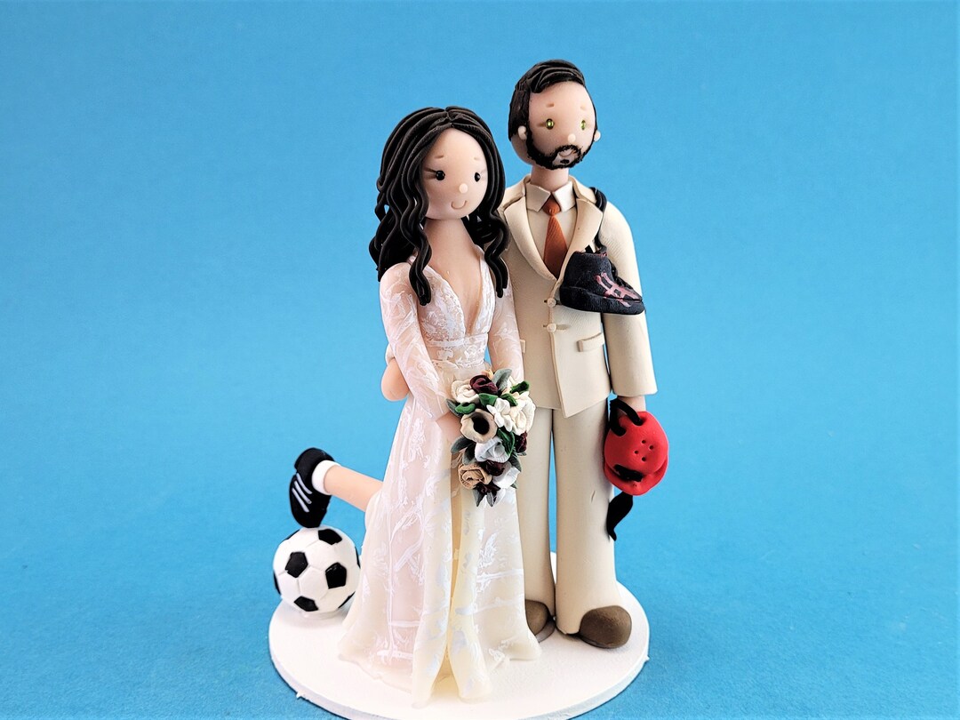 Soccer Bride & Wrestling Groom Personalized Wedding Cake Topper - by ...