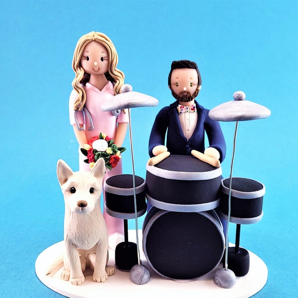 Drummer and Bride Cake Topper - Etsy