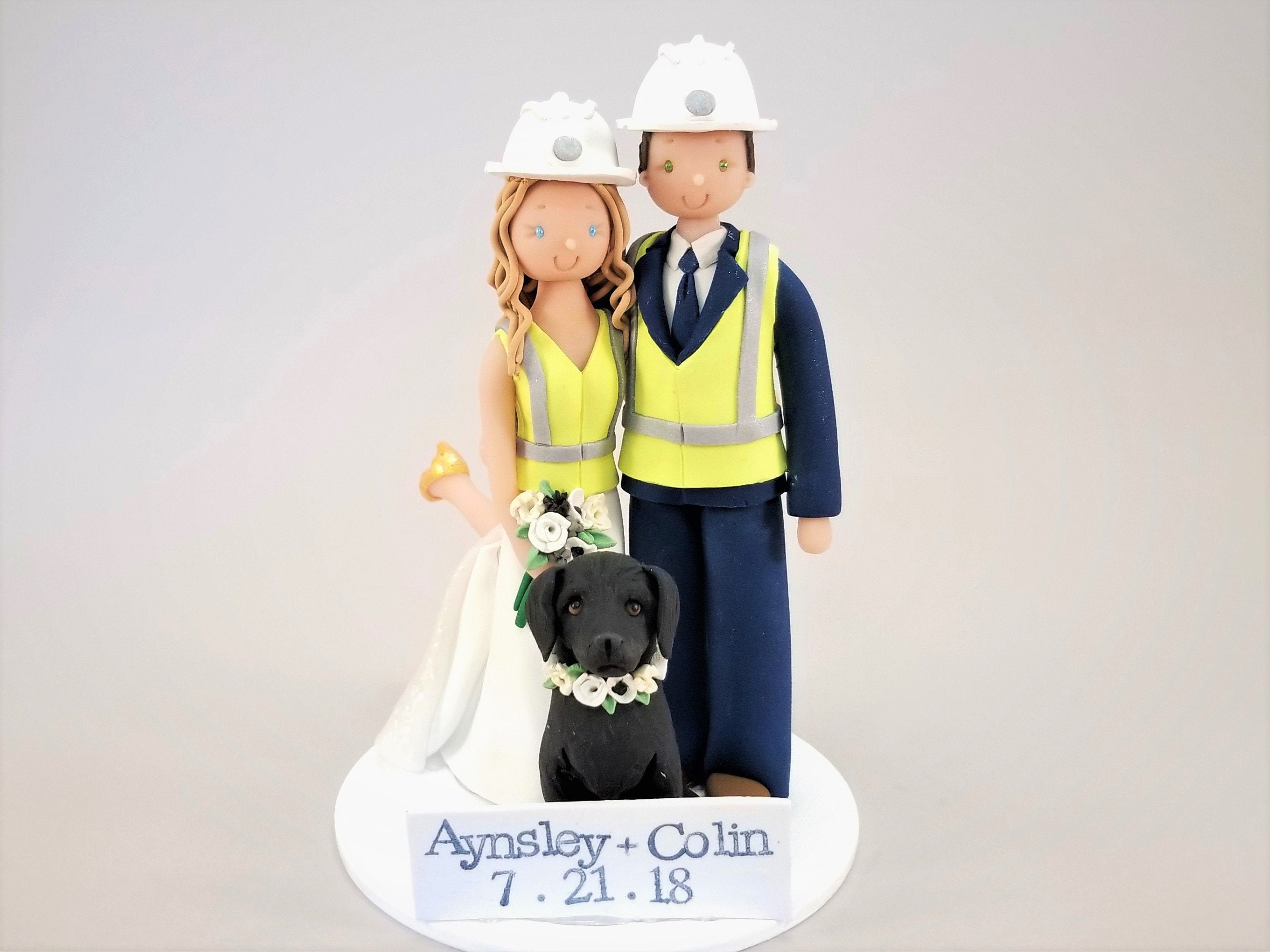 Custom Made Construction Workers Theme Wedding Cake Topper by | Etsy