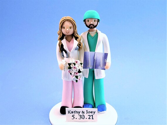 Bride & Groom Customized Doctors Wedding Cake Topper by - Etsy