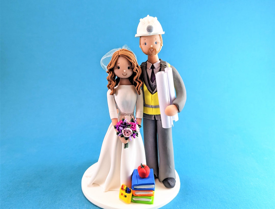 Kindergarten Teacher & Civil Engineer Custom Made Wedding Cake Topper ...