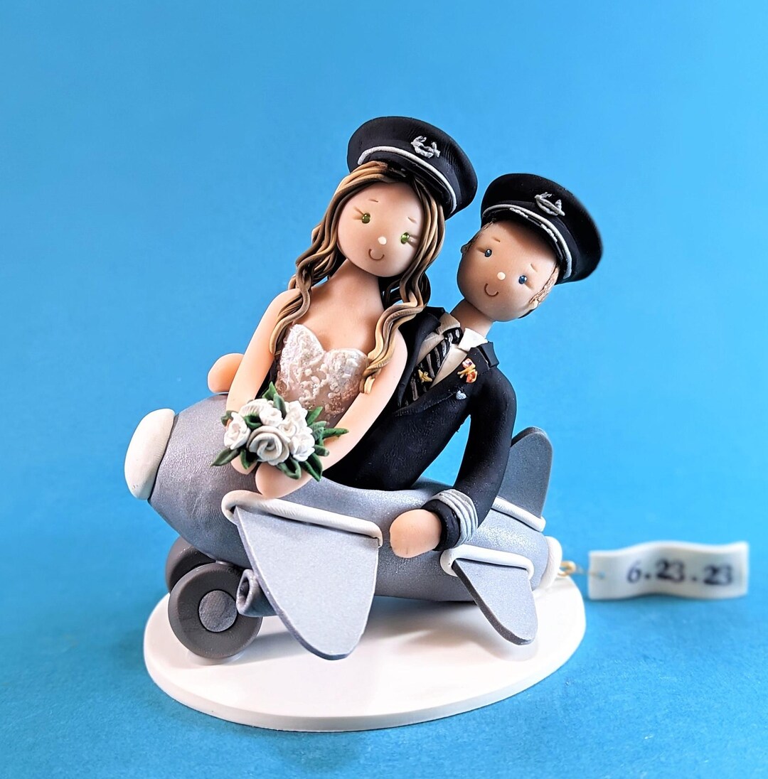 Bride & Groom on a Plane Customized Pilots Wedding Cake Topper - by ...