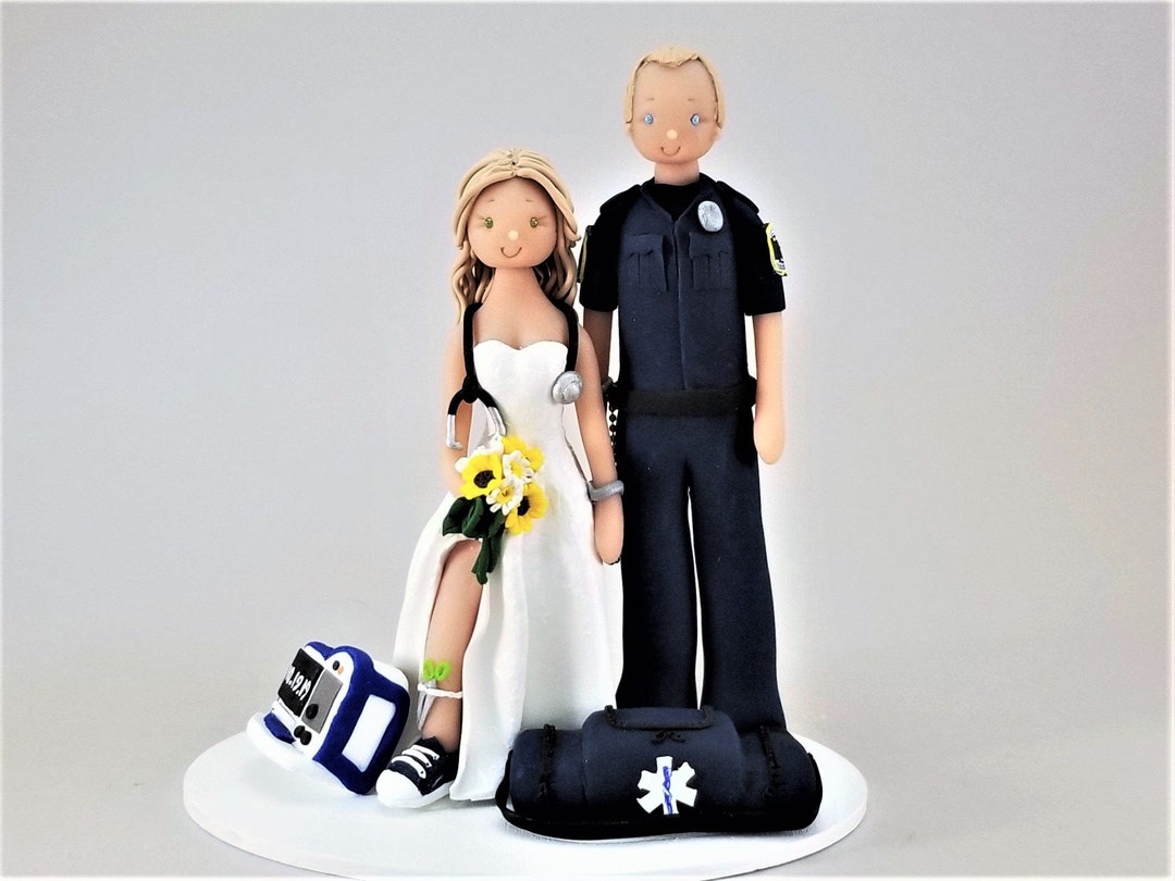 Police Officer & Paramedic Wedding Cake Topper - Personalized by ...